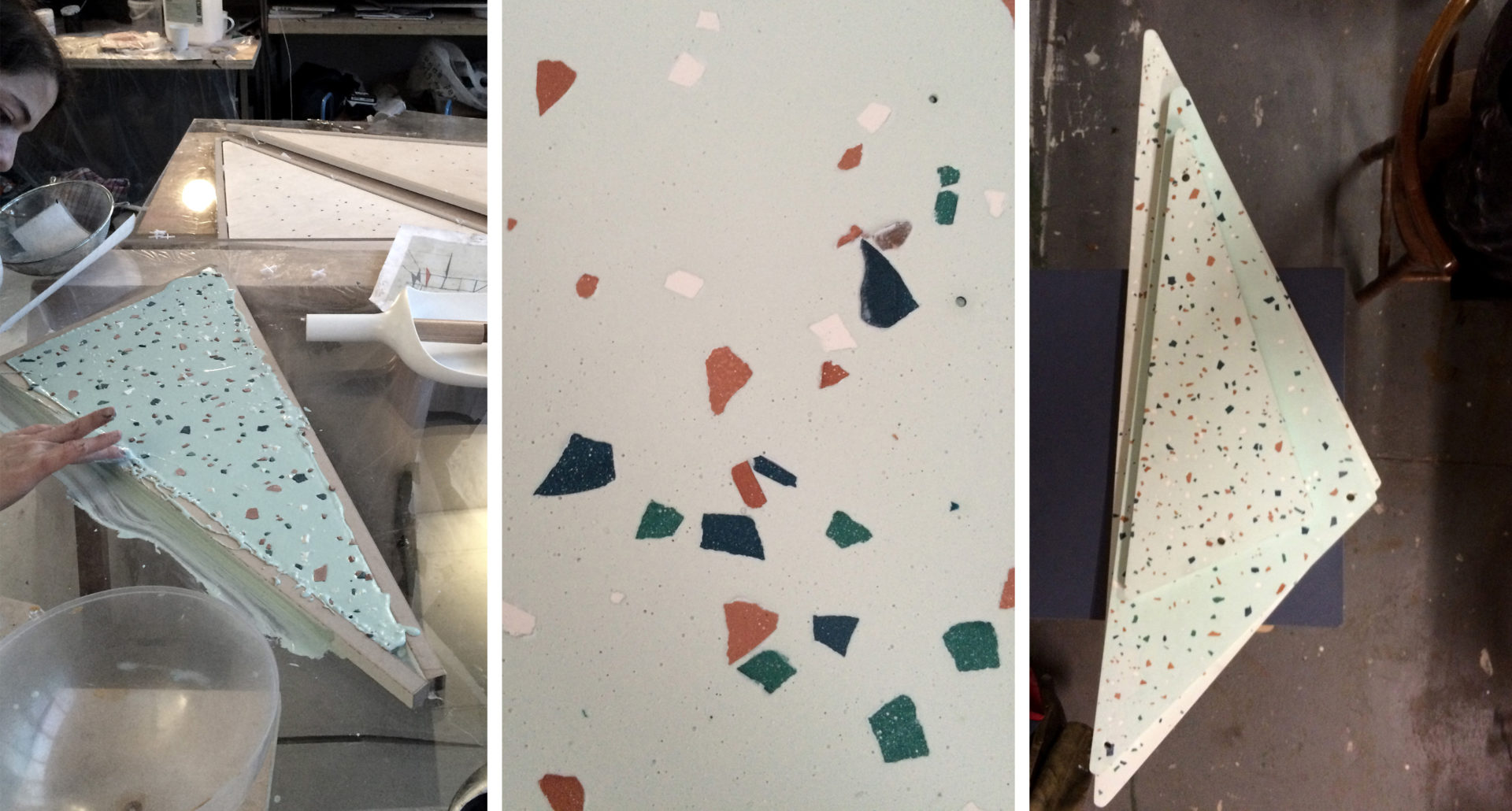 Jesmonite installation - Forget Me Not prints, Pattern design studio